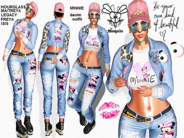Second Life Marketplace Mosquito Minnie Denim Outfit Body Mesh